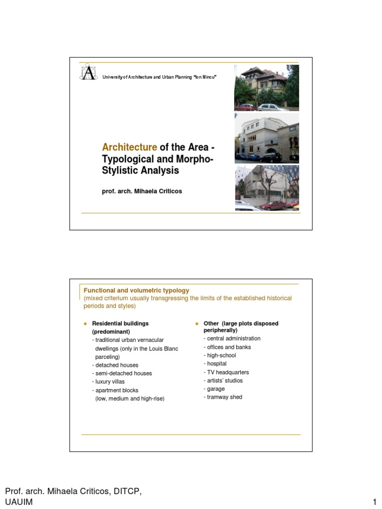 Architecture of The Area - Typological and Morpho-Stylistic Analysis ...