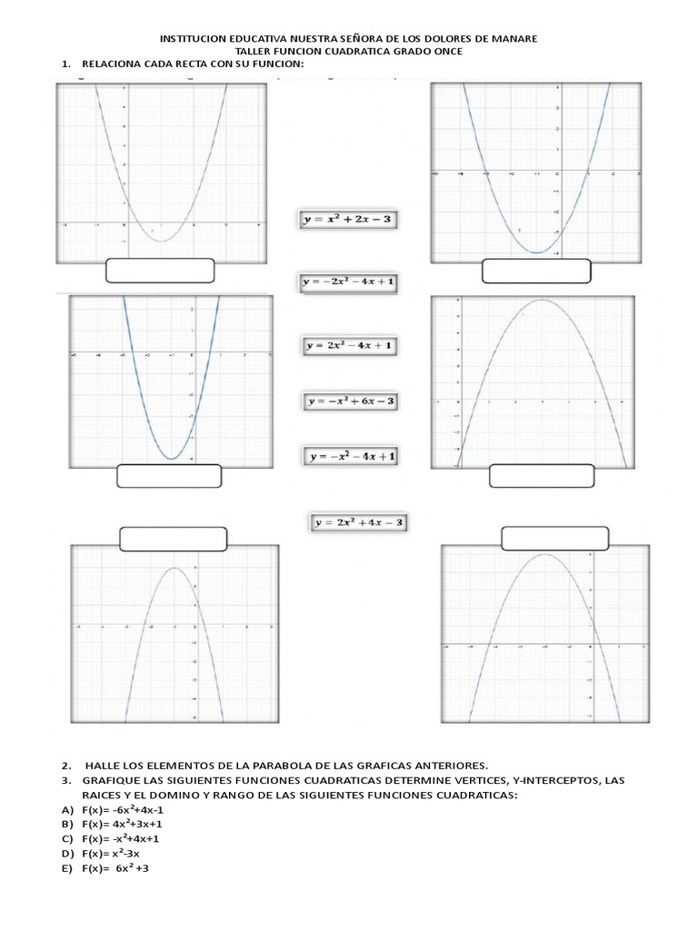 Taller Funcion Cuadratica | PDF