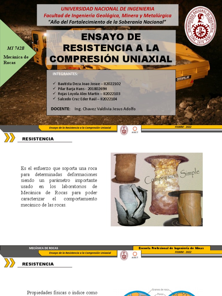 Ensayo de Compresión Simple | PDF | Roca (geología) | Deformación ...