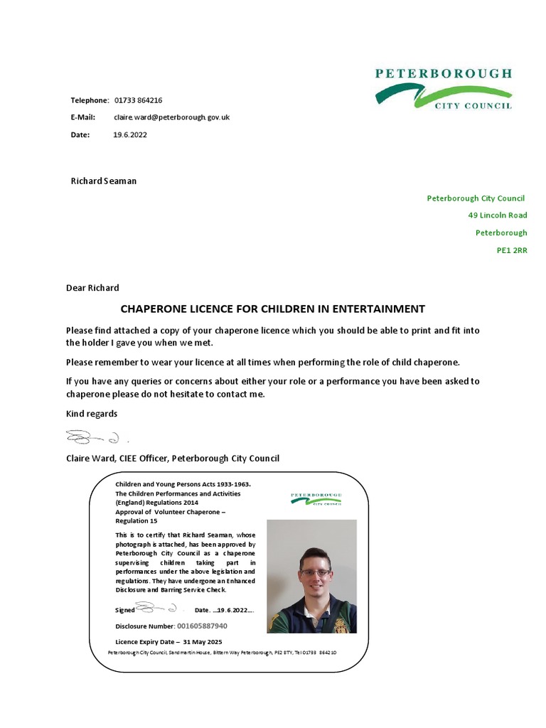 Richard Chaperone Licence 2022 | PDF