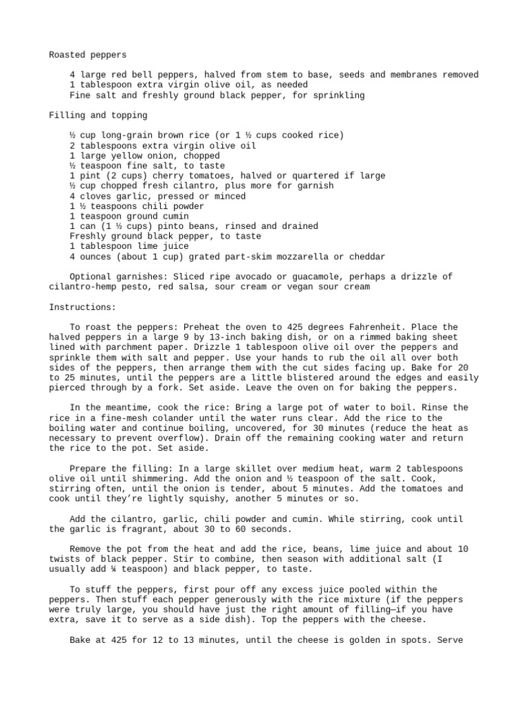 Mexican Stuffed Peppers | Download Free PDF | Chili Pepper | Vitamin