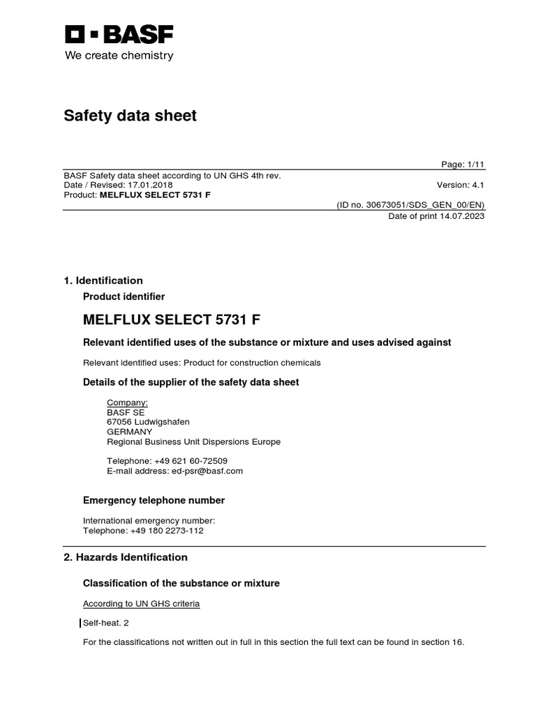 MELFLUX+SELECT+5731+F+US 000000000030673051 SDS GEN 00 en 4-1 | PDF ...