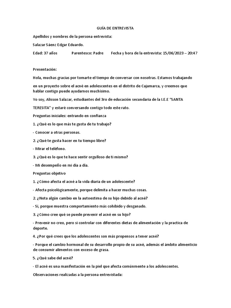 Guía de Entrevista - Ept | PDF