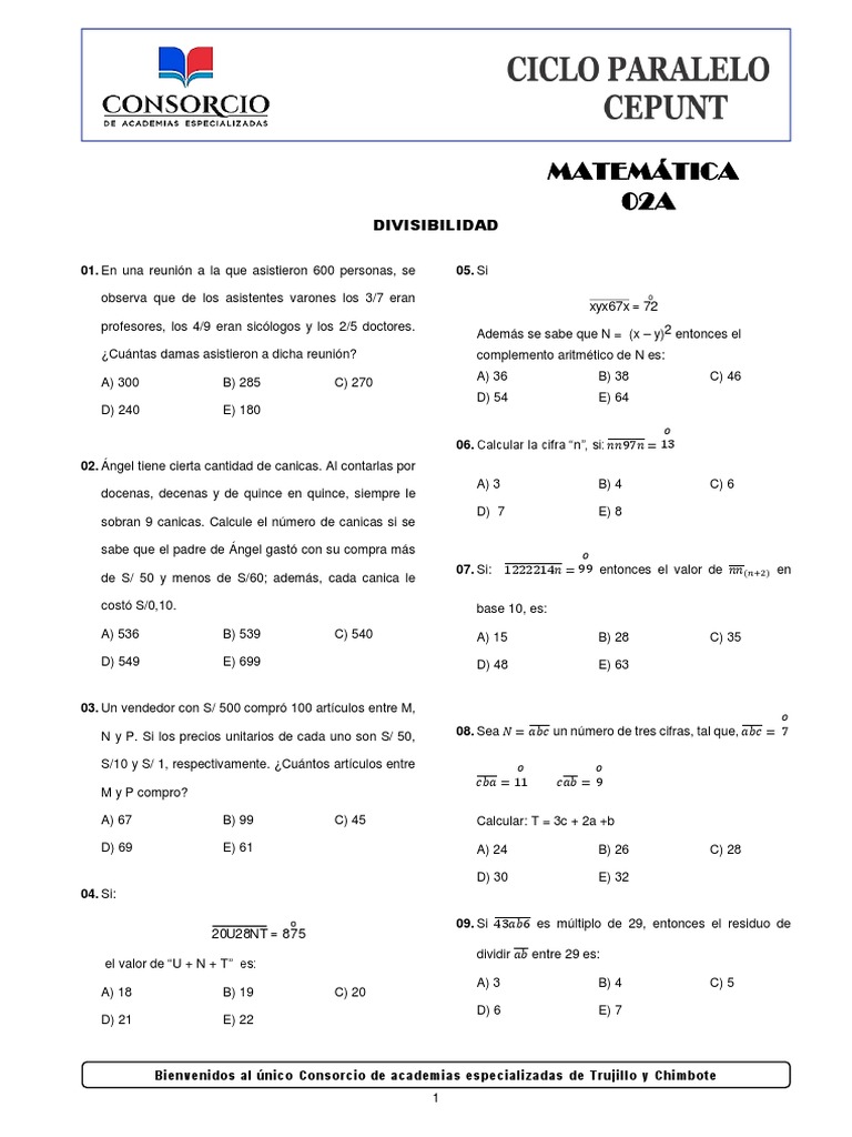 Mate. (02a) Divisibilidad 29-11-21 | PDF