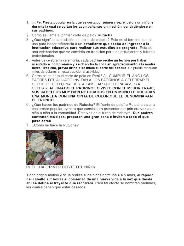 Rutucha: Tradición del Primer Corte de Pelo | PDF