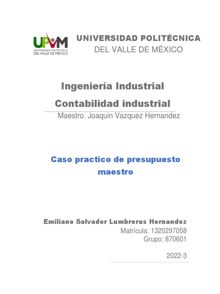 Caso Practico de Presupuesto Maestro | Descargar gratis PDF | Presupuesto | Hoja de balance