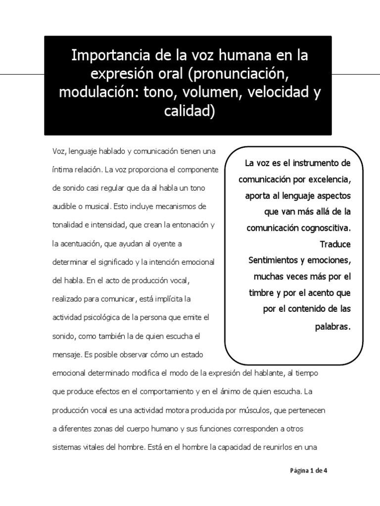 Importancia de La Voz en La Comunicación1 | PDF | Sonido | Comunicación
