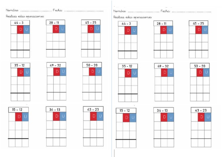 Actividad de Matemática Sumas y Restas Hasta El 50 | PDF