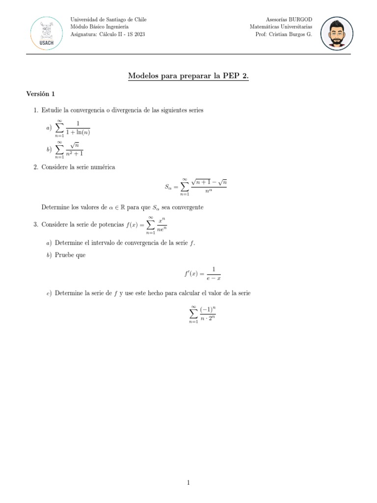 Modelos PEP 2 Cálculo II 1S 2023 | PDF