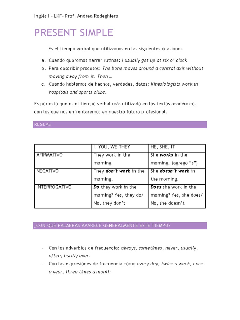 Present Simple Chart-1 | PDF