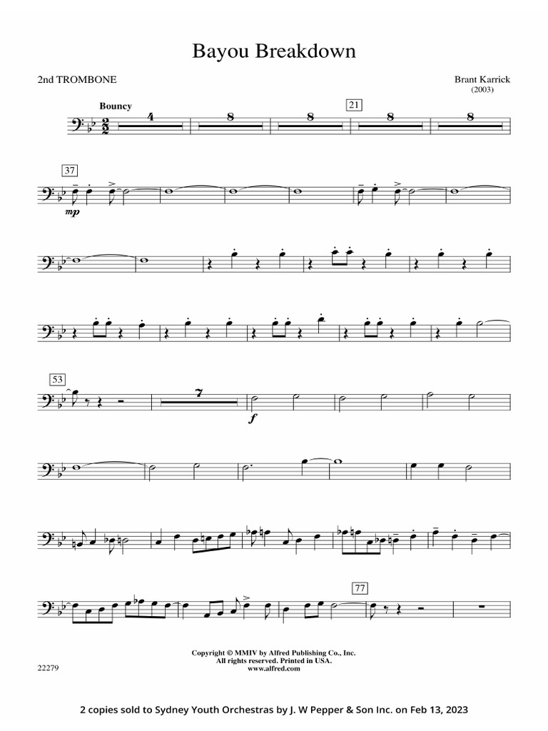 Bayou Breakdown 2nd Trombone | PDF
