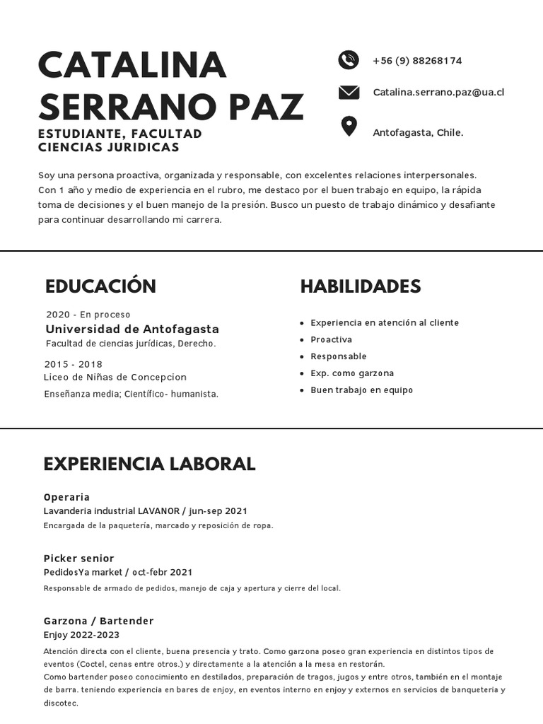 Curriculum, Catalina Serrano. | PDF