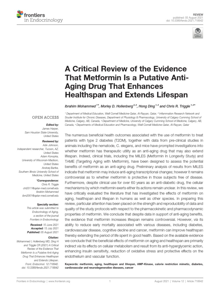Metformin's Anti-Aging Potential | PDF | Ageing | Life Extension