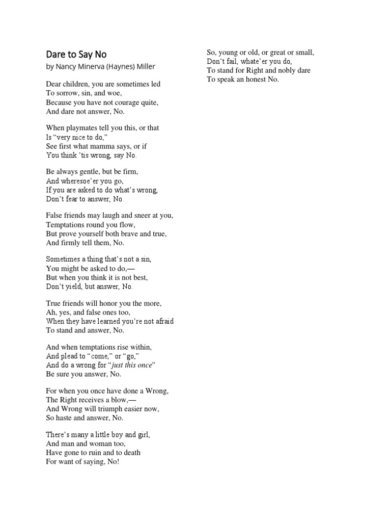 Dare To Say No PDF