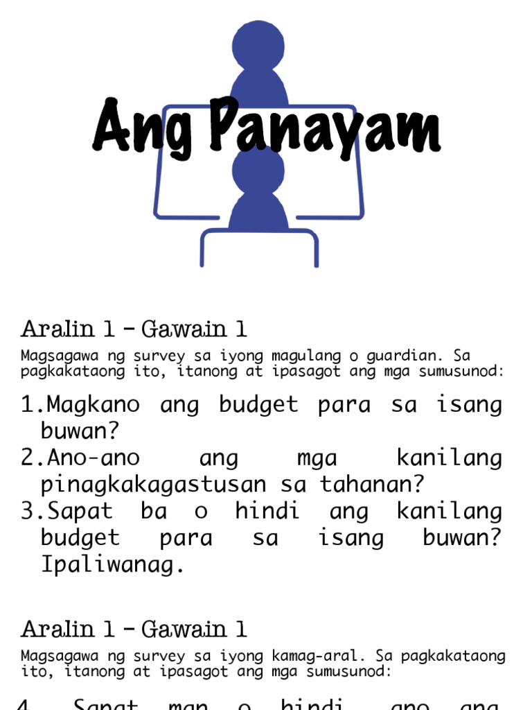 Aralin 2 Gawain 1 - Panayam Sa Magulang | PDF