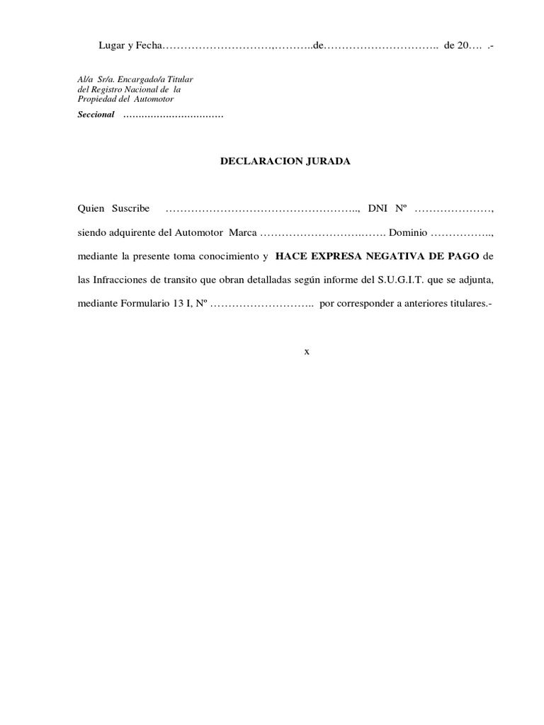 Negativa de Pago Multas | PDF