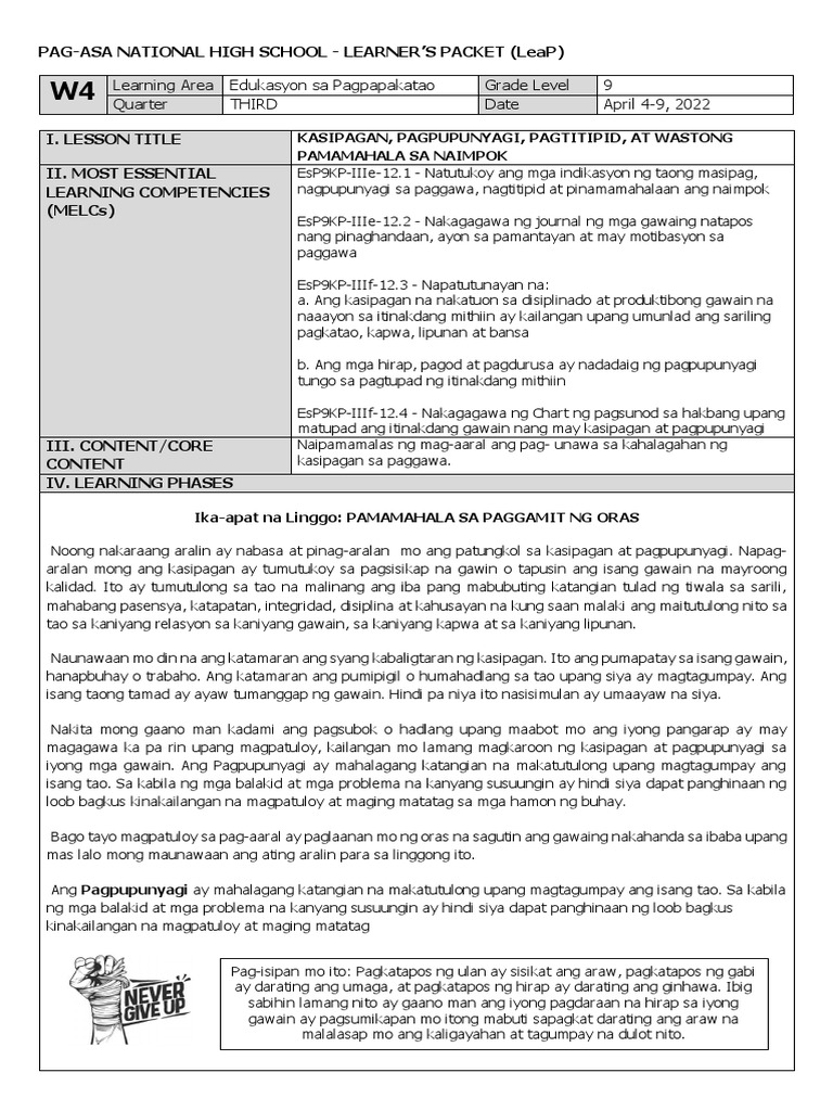 Esp9-Q3-Week 4 | PDF