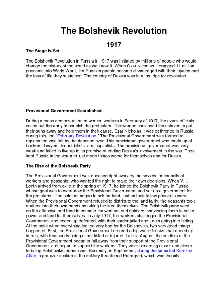The Bolshevik Revolution of 1917 | PDF | Bolsheviks | Vladimir Lenin