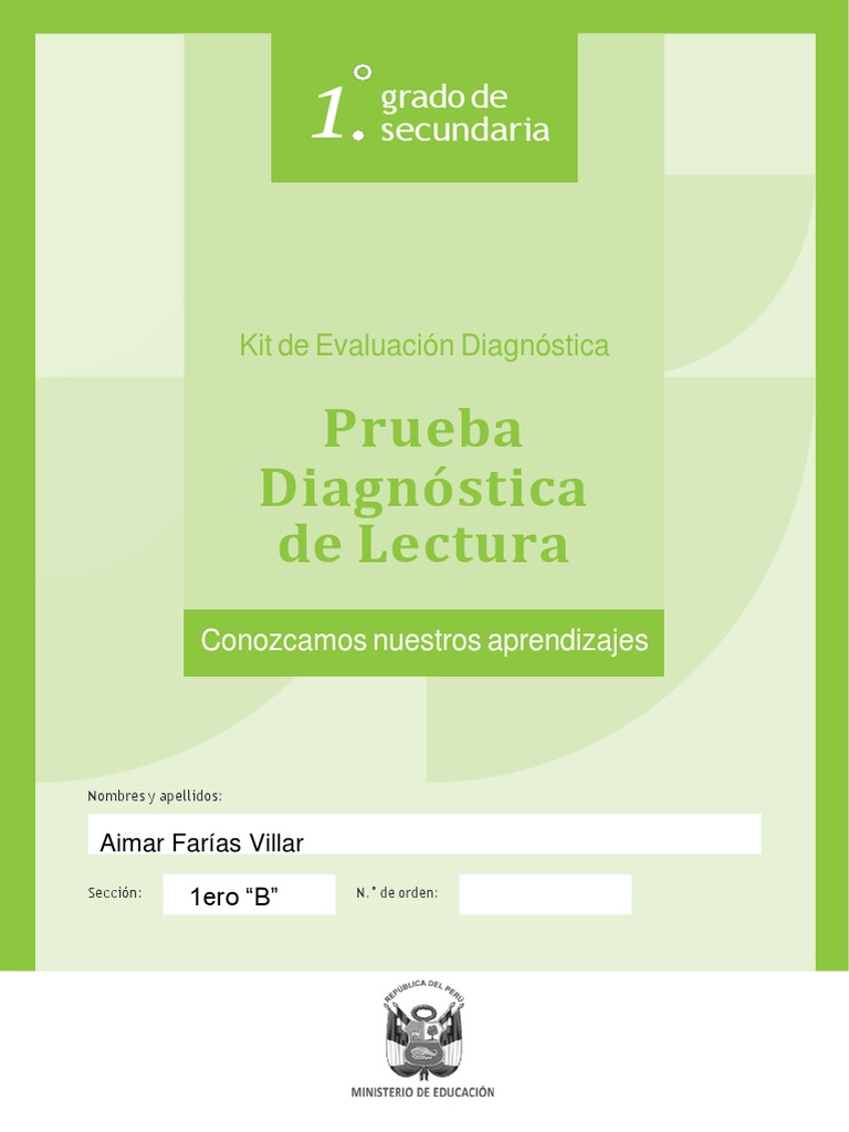 Prueba Diagnóstica de Lectura Secundaria | PDF