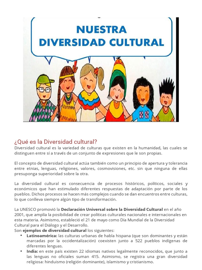 Qué Es La Diversidad Cultural | PDF | Sociedad | Diversidad cultural