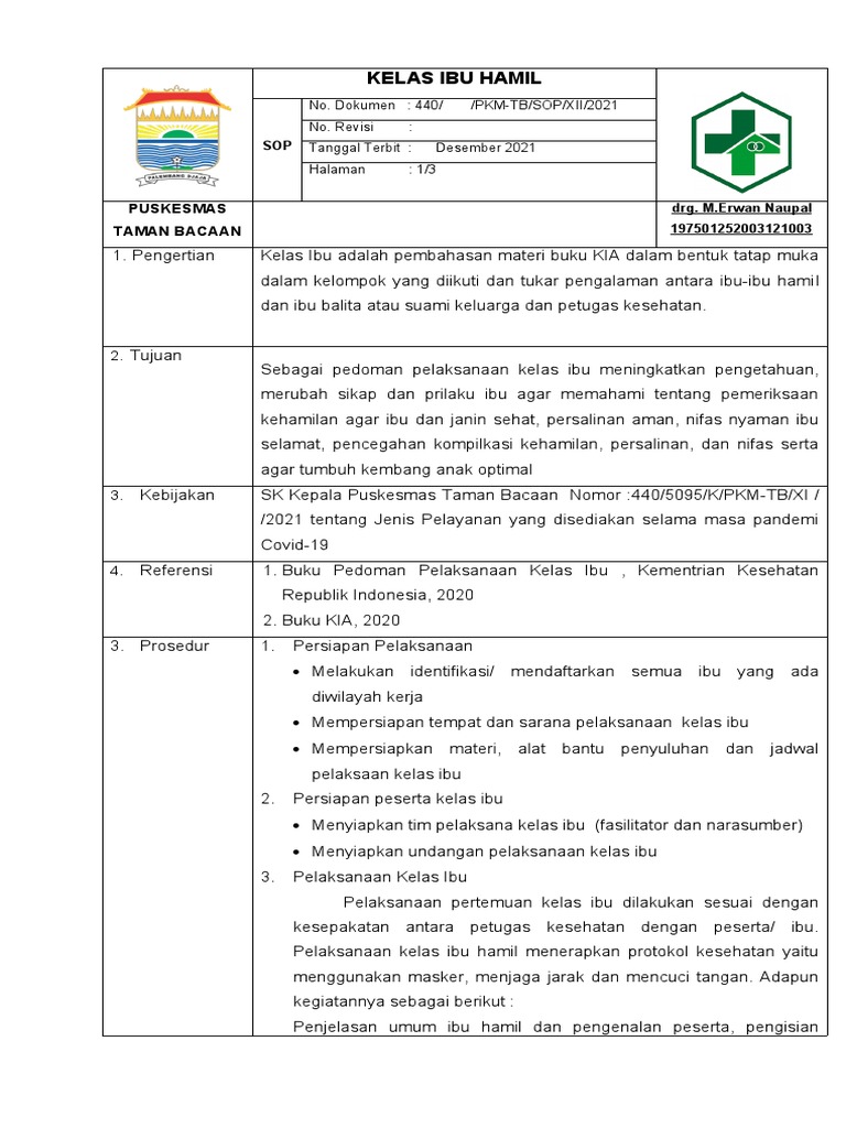 SOP Kelas Bumil | PDF