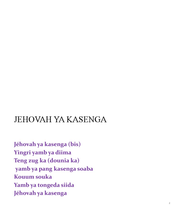 Jehova Ya Kasenga | PDF