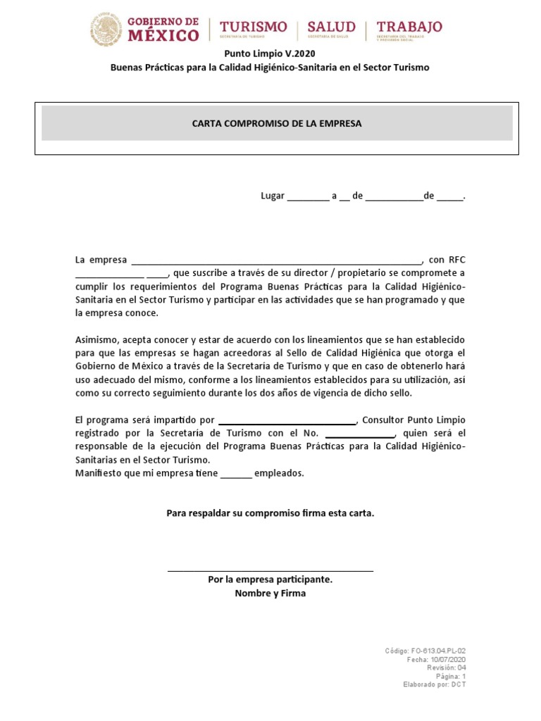Carta Compromiso de La Empresa | PDF