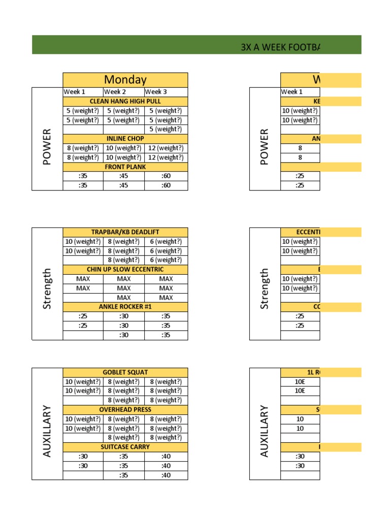 3x A Week Stregth and Power and Auxilary | PDF | Kettlebell | Human ...