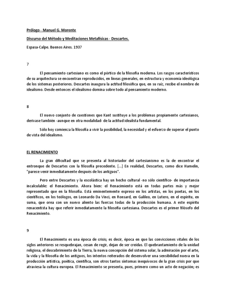 RSM - M. G. Morente - Prólogo - Discurso Del Método y Meditaciones ... RSM - M. G. Morente - Prólogo - Discurso Del Método y Meditaciones ...