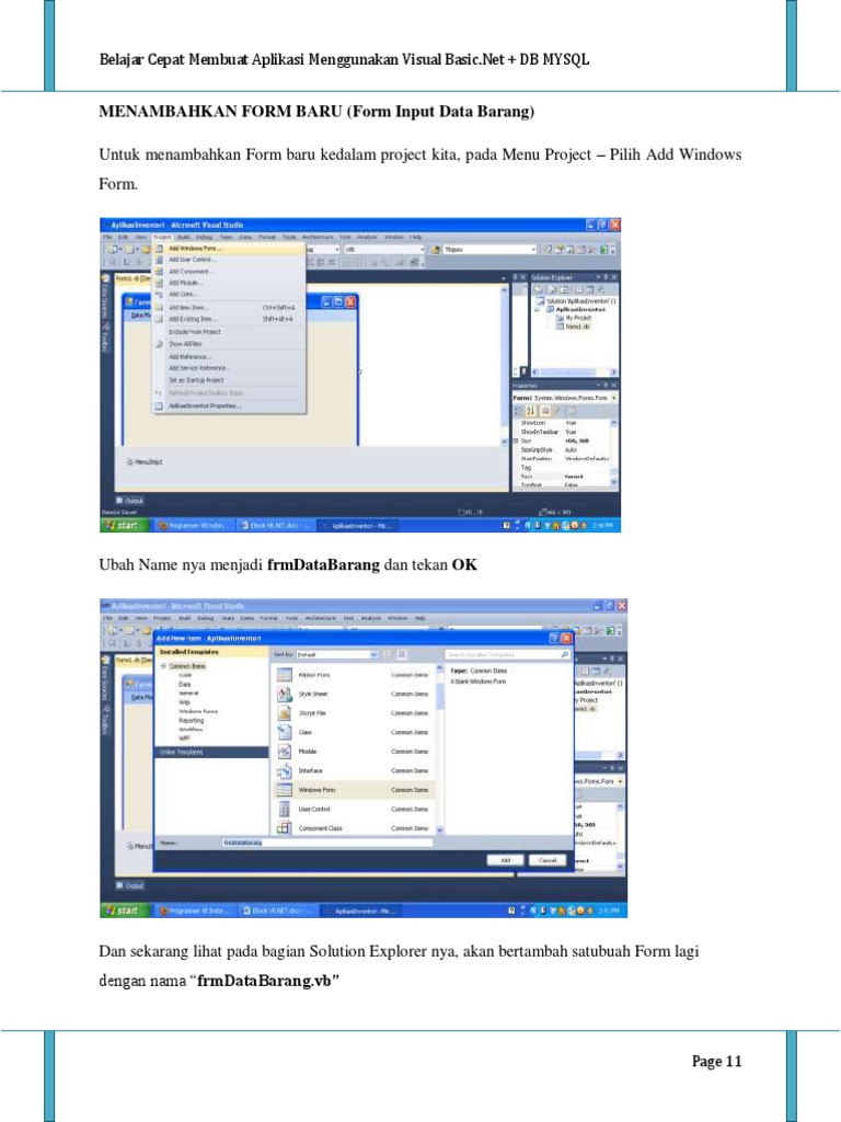 03 Menambah Dan Memanggil Form Baru | PDF