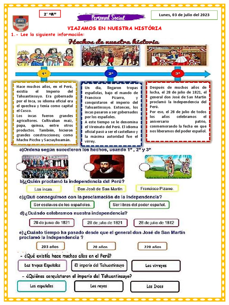 PS Ficha Viajamos en Nuestra Historia. | PDF
