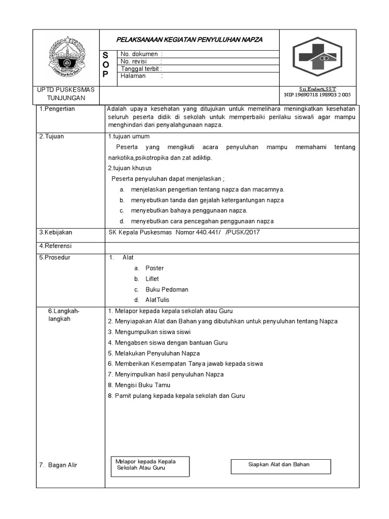 SOP Kegiatan Penyuluhan NAPZA | PDF