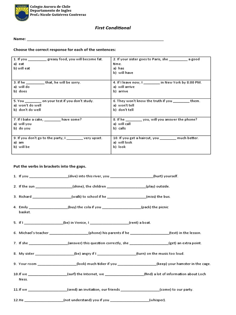 Guia First Conditional | PDF