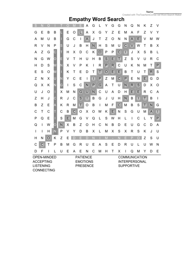Empathy Wordsearch | PDF