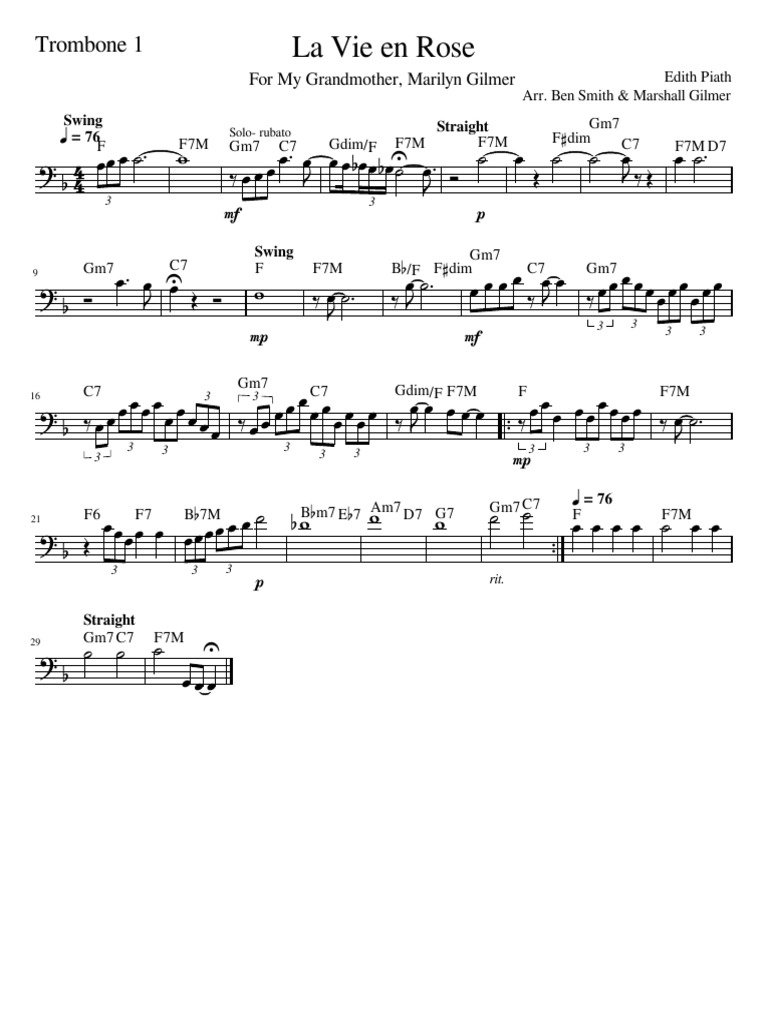 La Vie en Rose-Trombone 1 | PDF