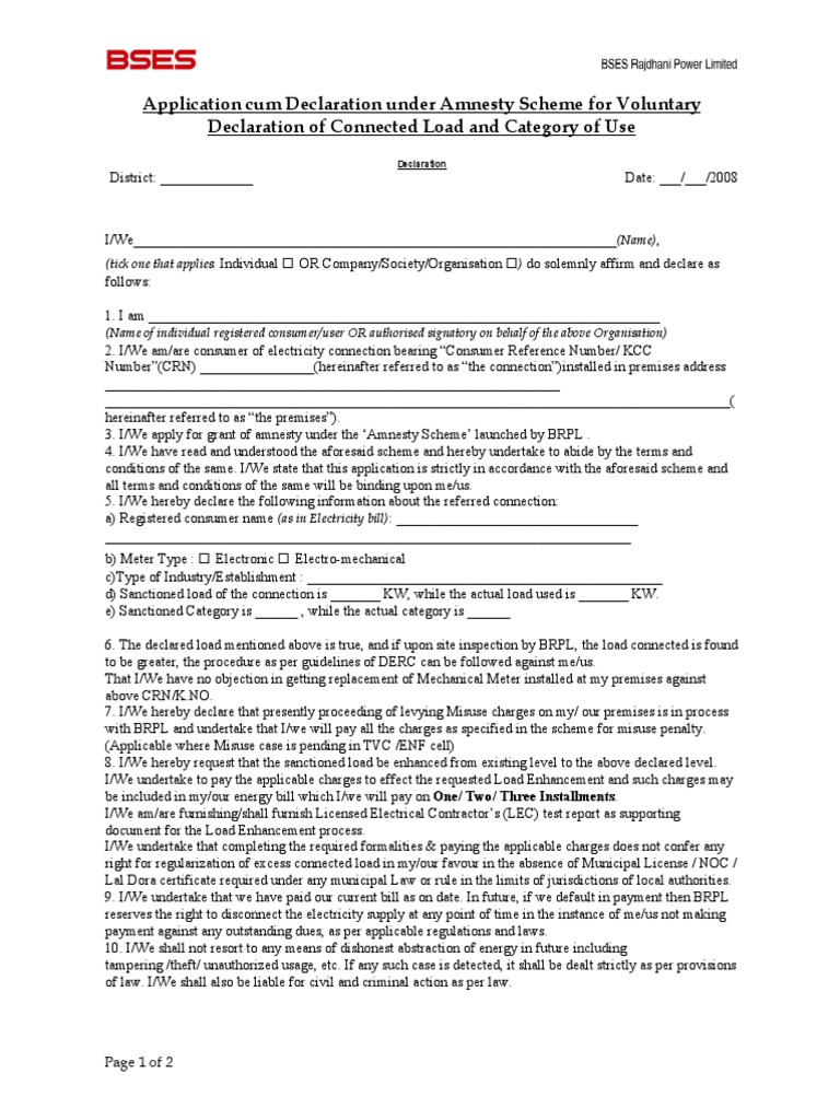 Application Cumdeclaration BRPL | PDF | Identity Document | Justice