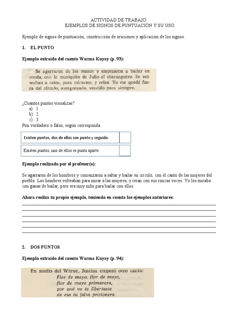 ACTIVIDAD - Punto, Dos Puntos y Raya | PDF