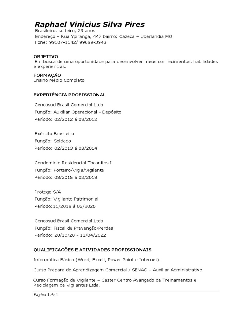 Curriculum Raphael Vinicius Silva Pires | PDF