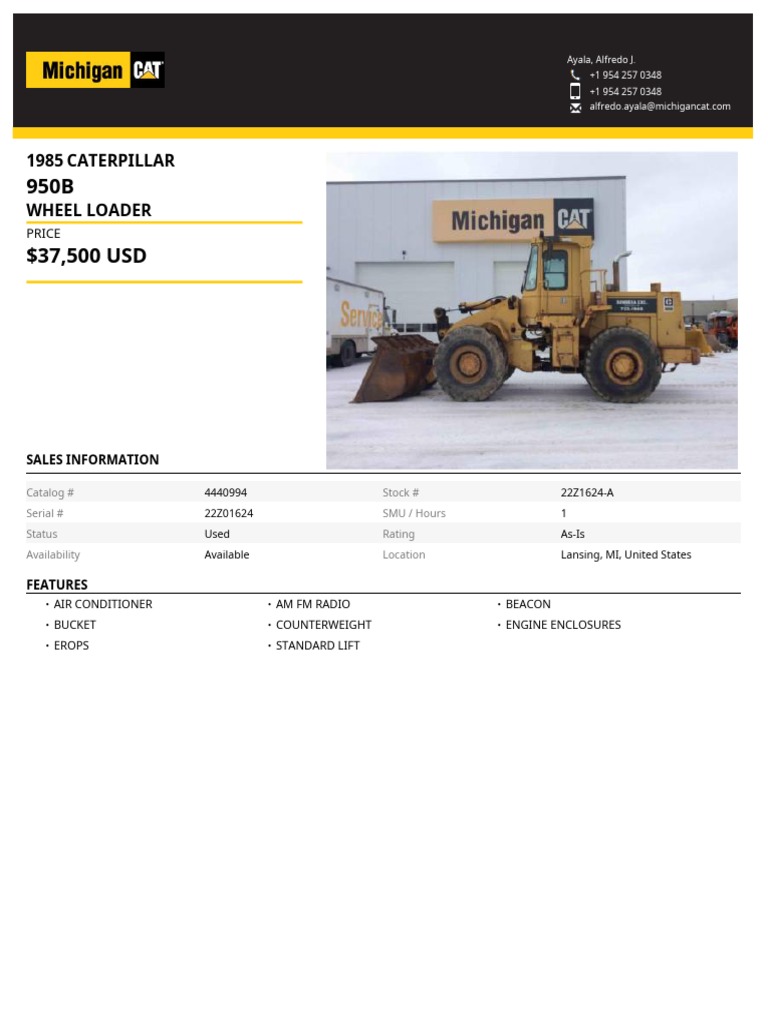 Brochure CAT 950B 22Z01624 | PDF | Leak | Steering