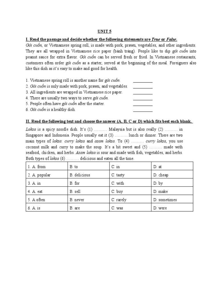 4 Reading U5-8 | PDF | Foods | Cuisine