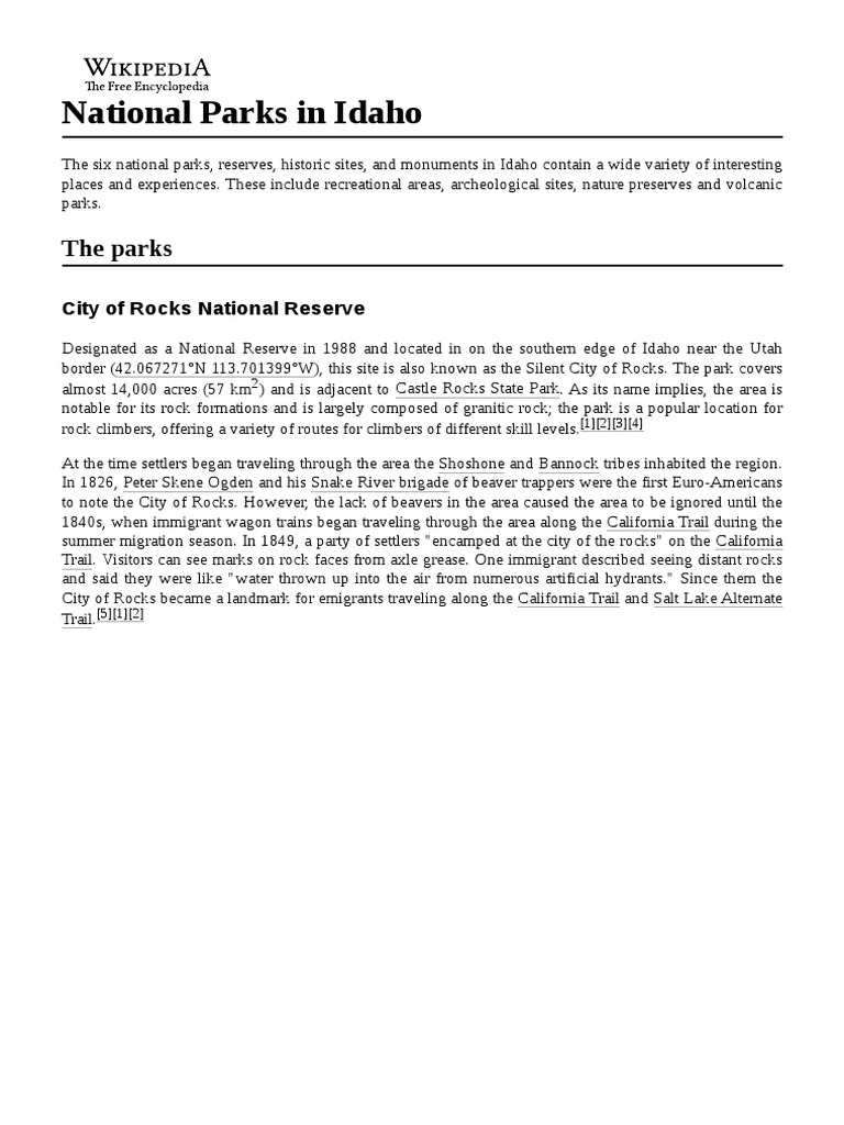 National Parks in Idaho | PDF