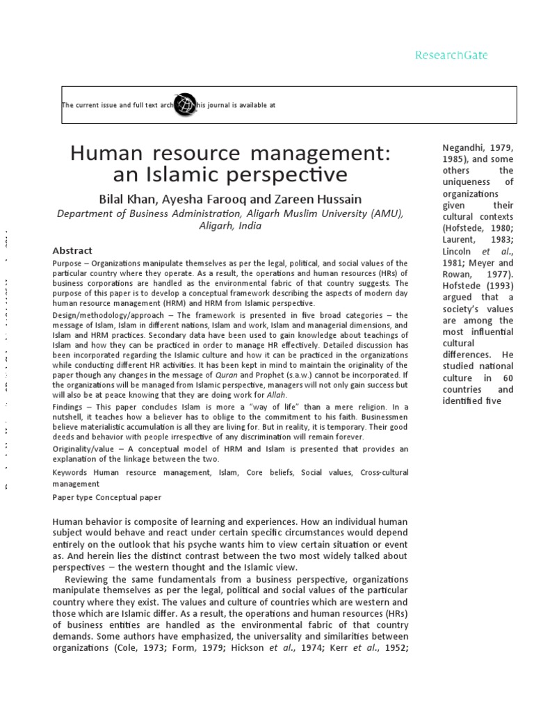 2. Human Resource Management in Islam translated | PDF | Human Resource ...