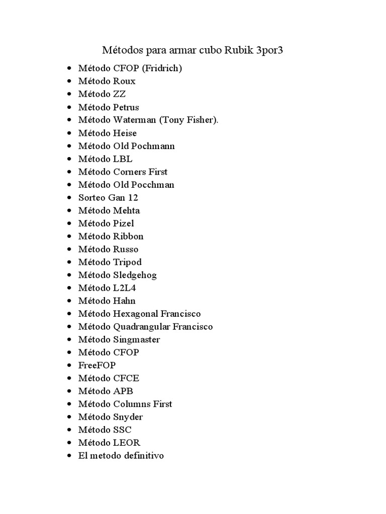 Métodos para Armar Cubo Rubik 3por3 | PDF
