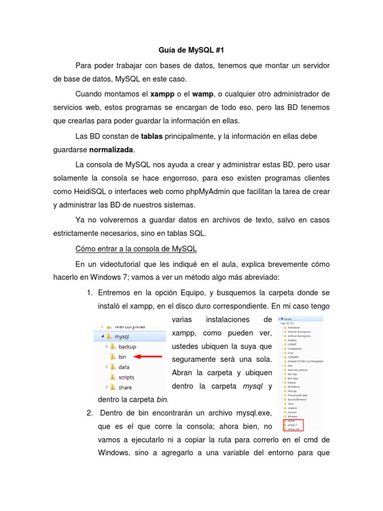 Guia Basica de MySQL 1 | PDF | Mi sql | Interfaz de línea de comando