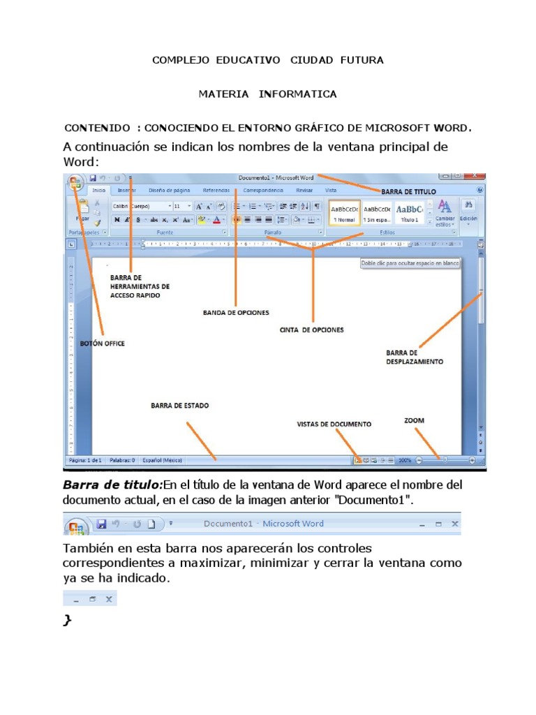 Conociendo El Entorno Gráfico de Microsoft Word. 8° | PDF