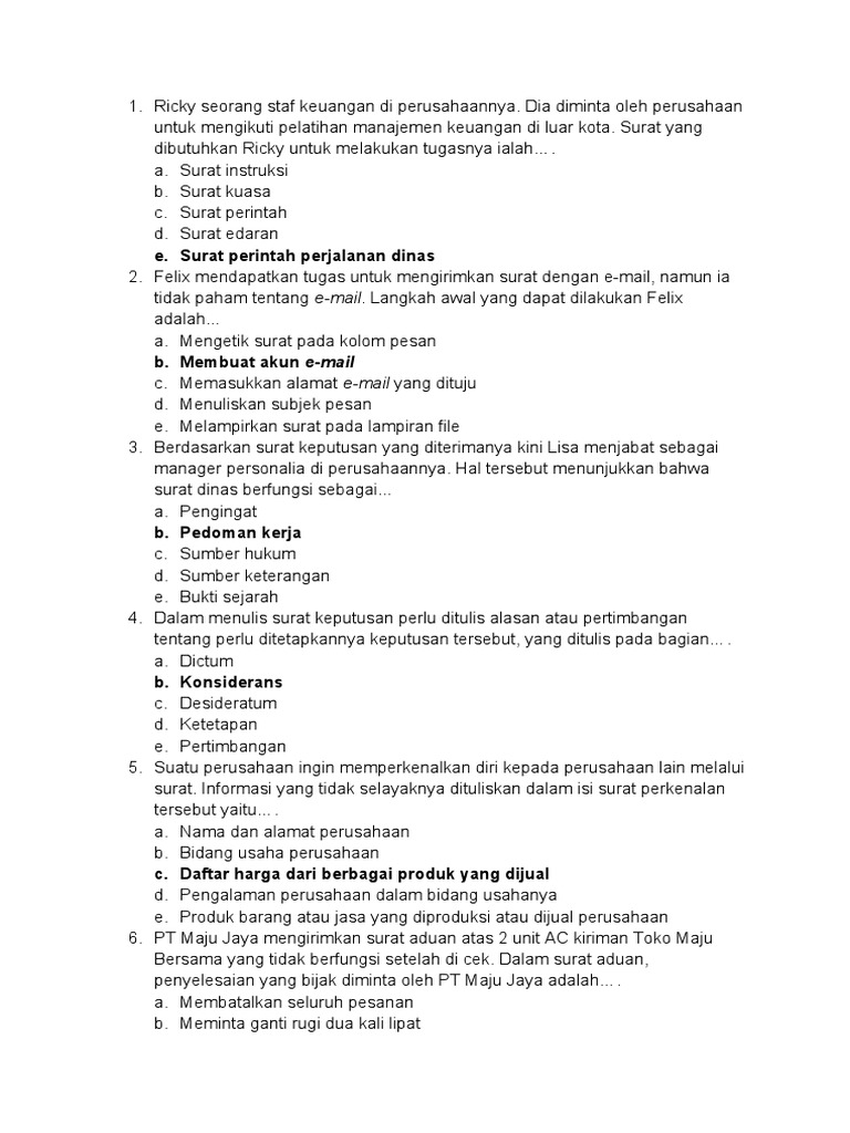 Soal Korespondensi Kelas X Otkp | PDF