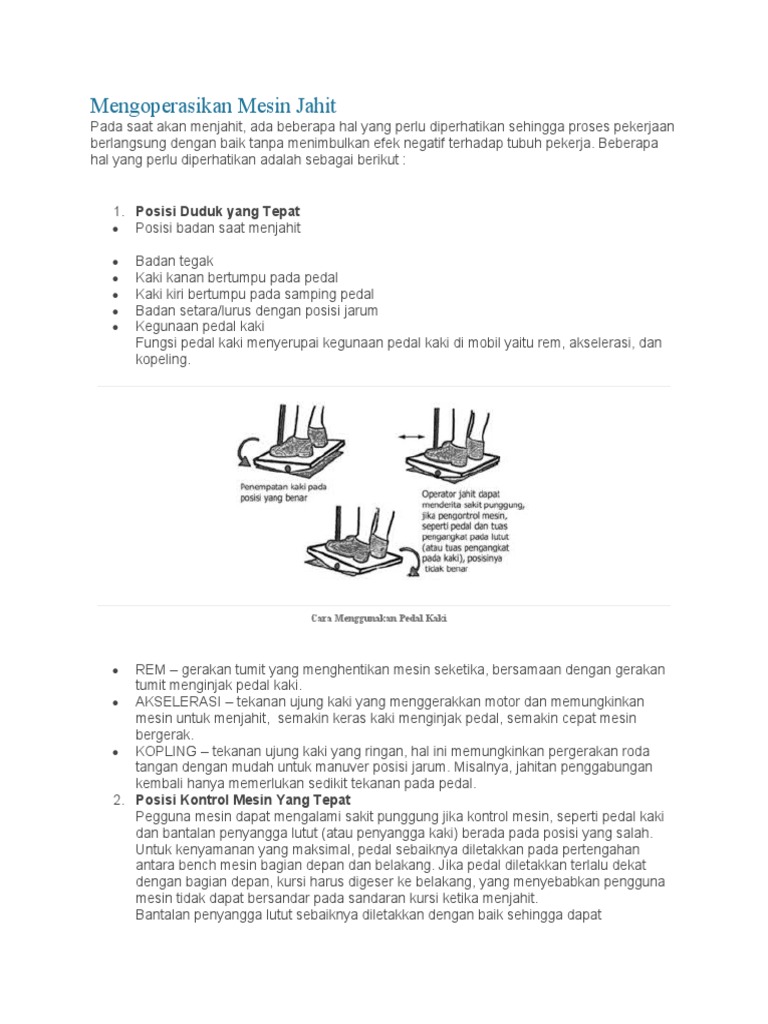 Cara Pengoperasian Mesin Jahit | PDF