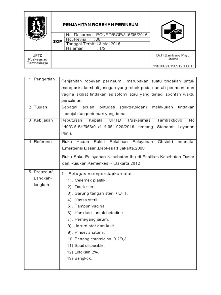 SOP PENJAHITAN ROBEKAN PERINEUM | PDF