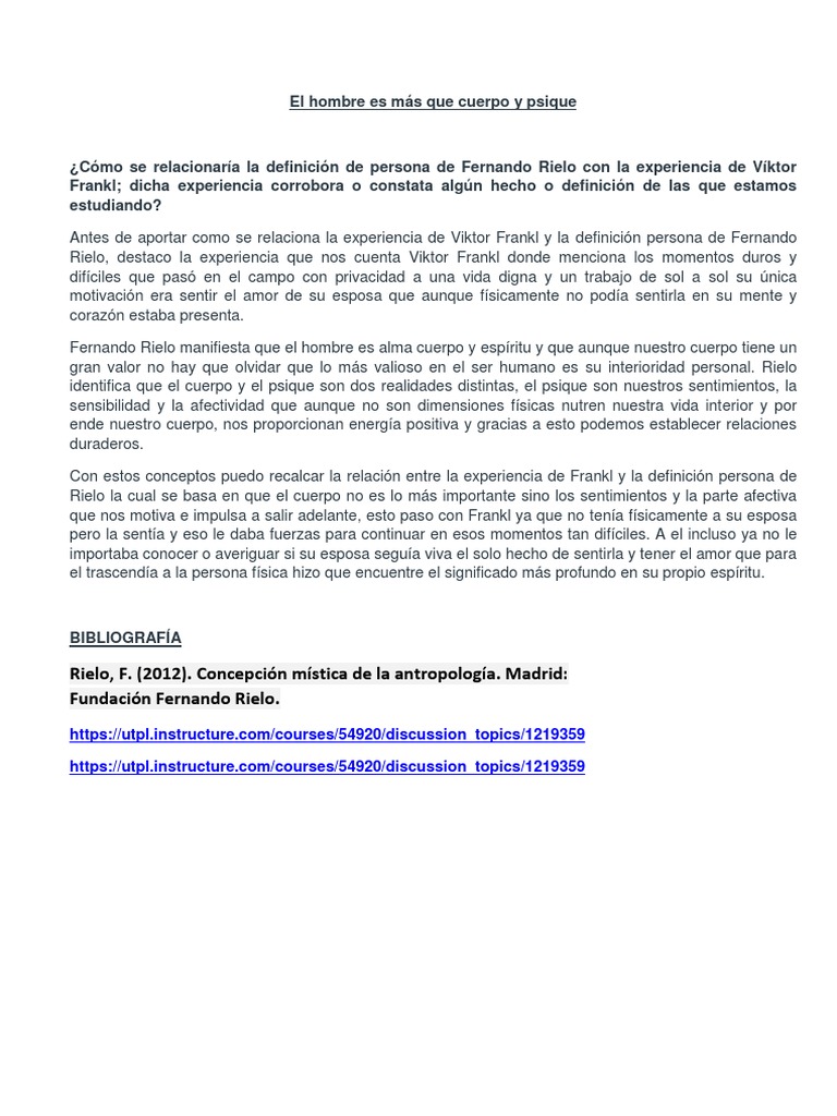 El Hombre Es Más Que Cuerpo y Psique Diana Brito | PDF