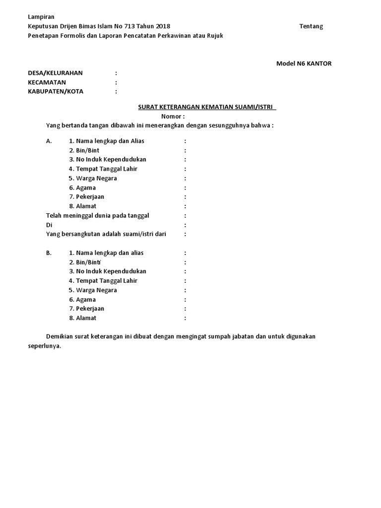 n6 - Surat Keterangan Kematian | PDF | Politik